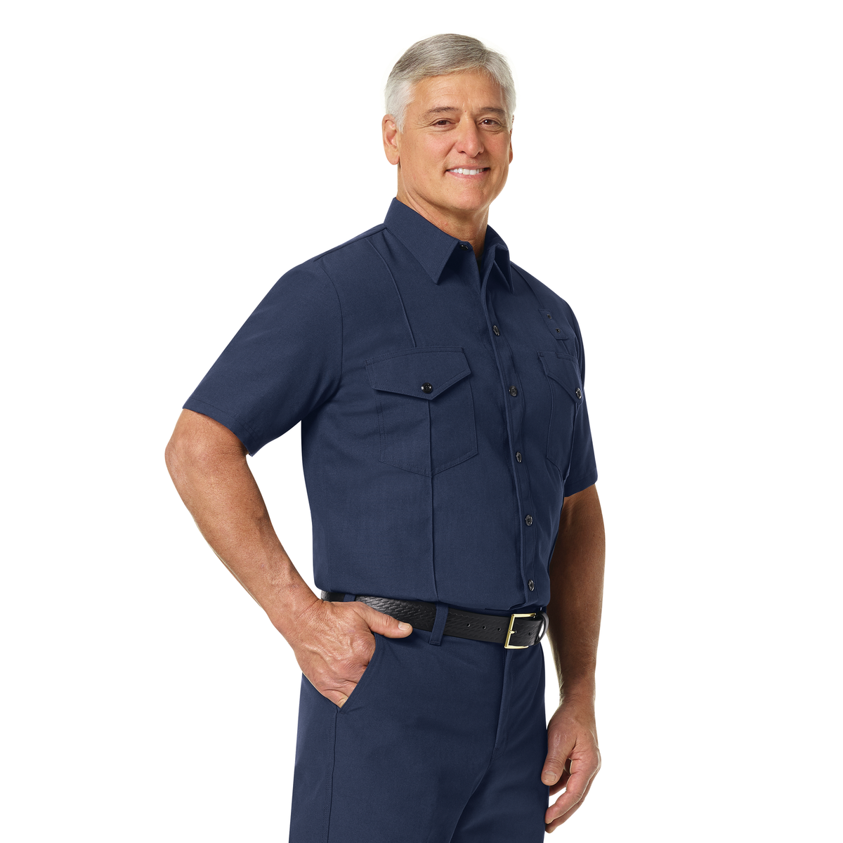 WORKRITE MEN'S CLASSIC SHORT SLEEVE FIRE CHIEF SHIRT - NAVY ...